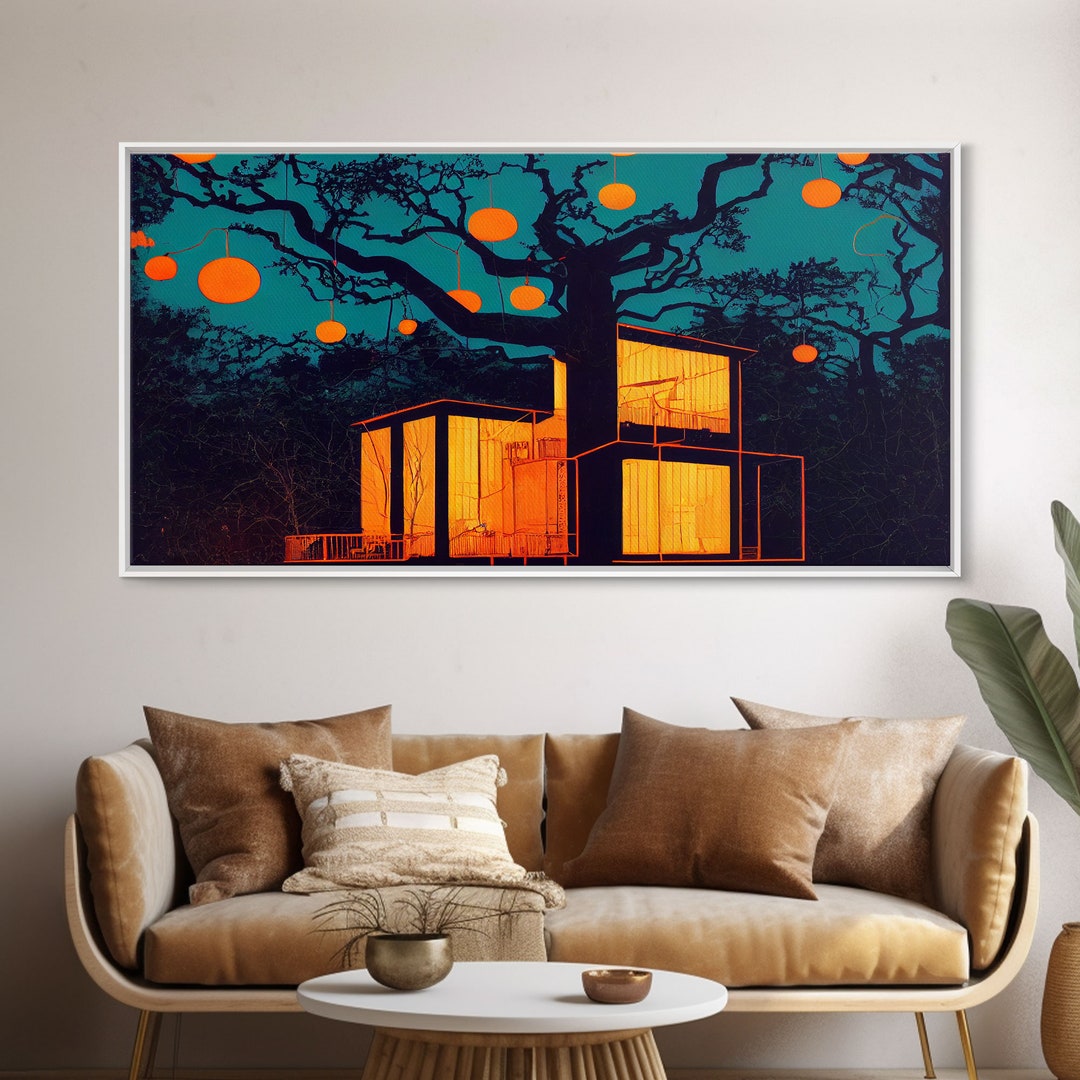 Surrealist Treehouse Art, Ready to Hang Canvas Print, Cool Unique Wall ...