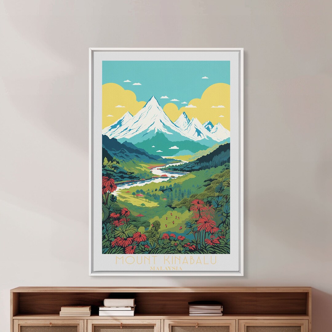 Mount Kinabalu Original Wall Art Travel Poster, Gift for Travel Lover ...