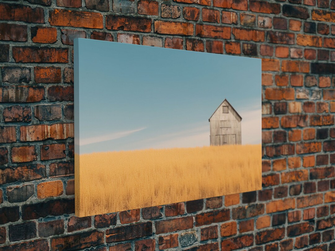 Liminal Spaces, Rustic Farmhouse Wall Decor, Teal Gray Barn Landscape ...