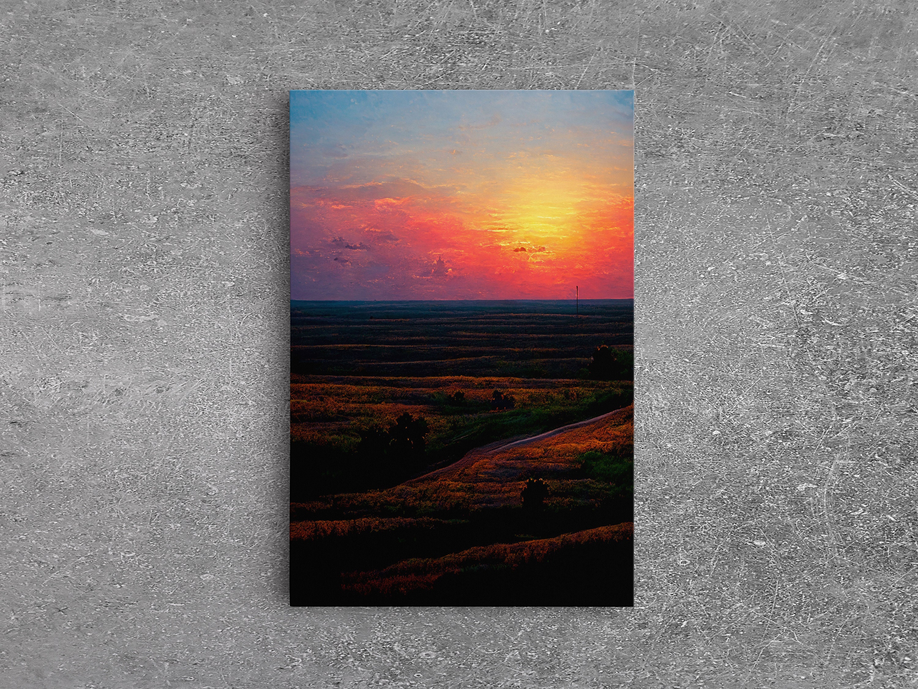 Sunset Over a Texas Field Canvas Print Landscape Art Ready - Etsy