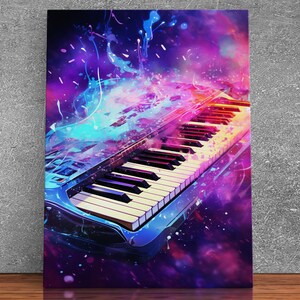 Cosmic Keyboard, Galaxy Music Art Framed Canvas Print, Electric ...