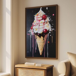 Ice Cream Shop Wall Art, Abstract Still Life of Ice Cream, Food Review ...