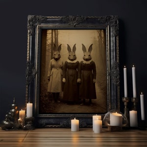 Cult of the Bunny, Vintage Photography, Art Canvas Print / Canvas, Dark ...