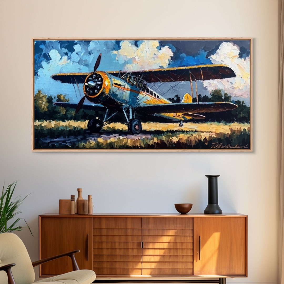 Aeroplane Art, Antique Airplane Painting Canvas Print, Framed Canvas ...