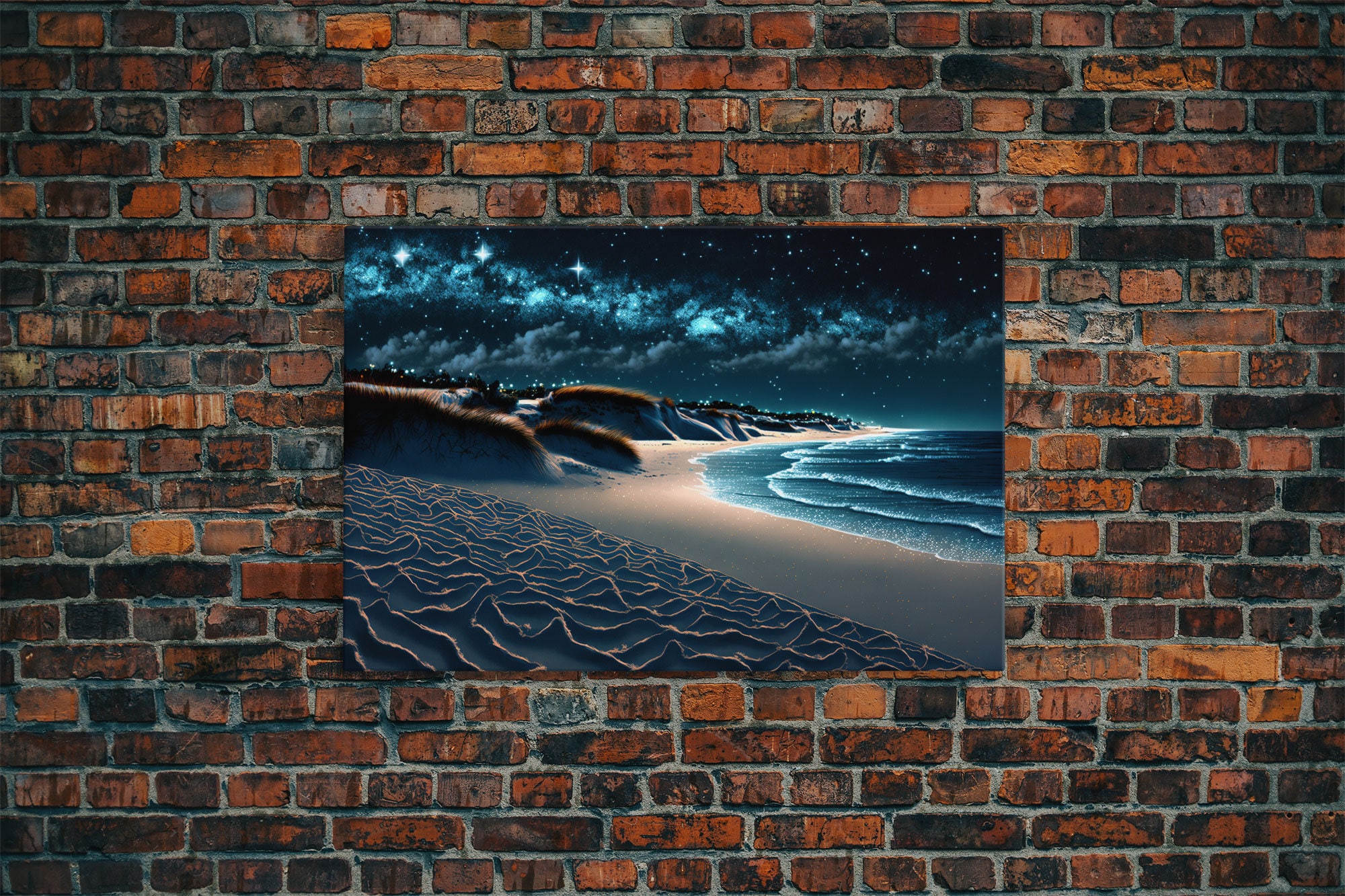 Painting of a Beach at Night Canvas Print Framed Canvas Art - Etsy