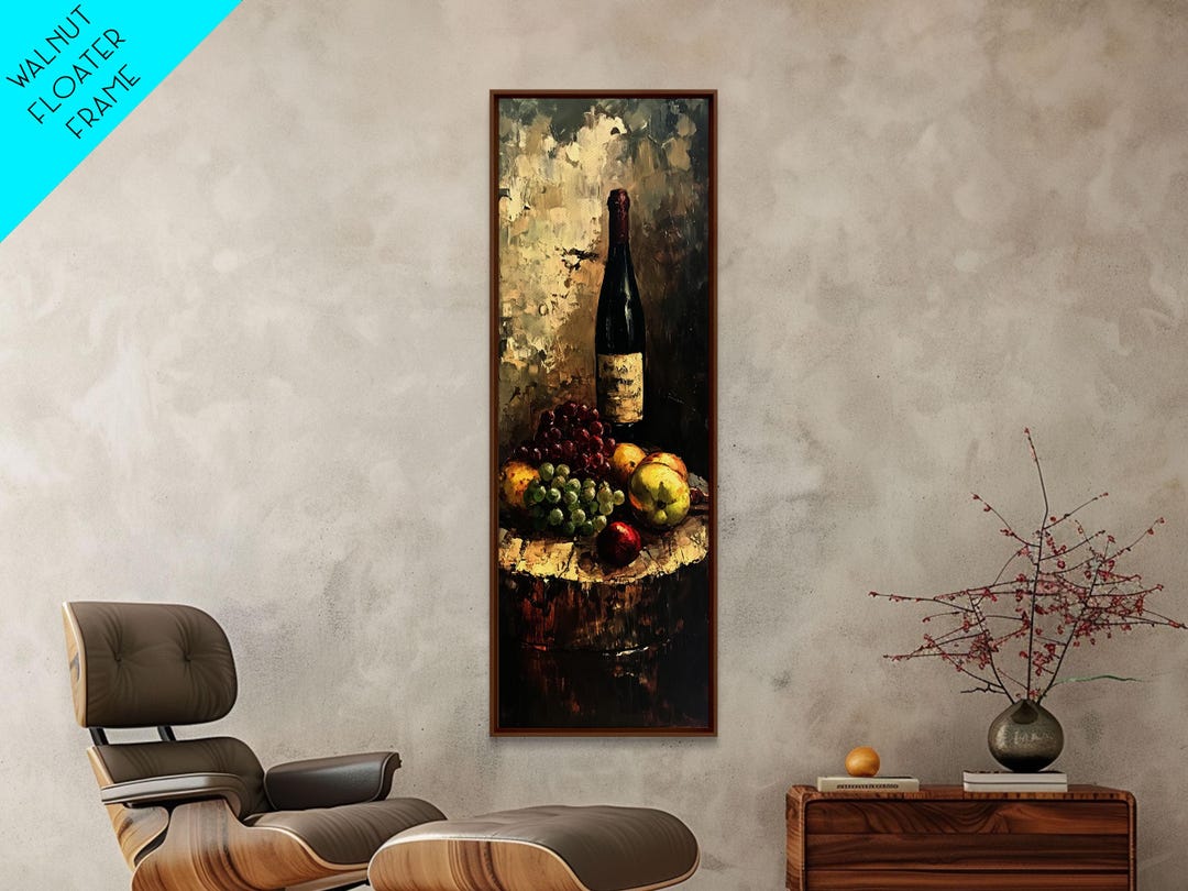 Retro Wine Cellar Wall Art, Long Narrow Wall Art, Tall Skinny Art, Wine ...