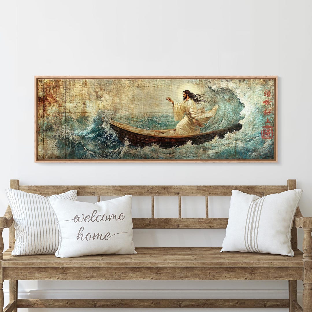 Christ Calming the Storm Framed Canvas Print | Panoramic Canvas Nihonga ...