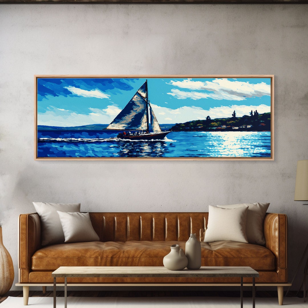 Come Sail Away Panoramic Sail Boat Art Framed Canvas Print Oil Painting ...