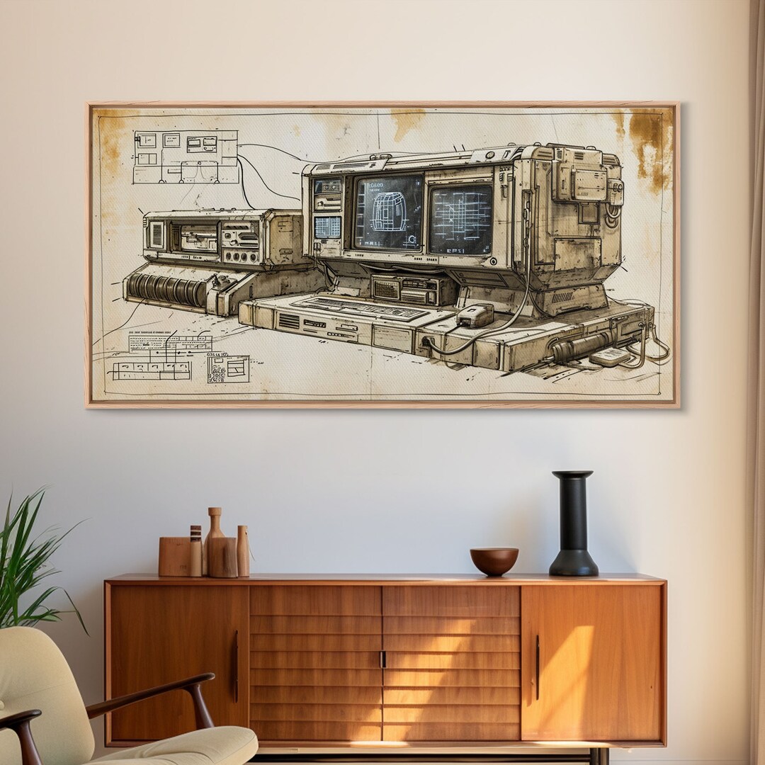 Casette Futurism, Retro Technology Art, Framed Canvas Print, Fake ...