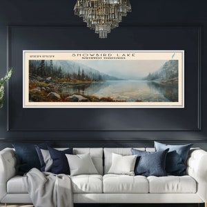 Snowbird Lake Wyoming Panoramic Framed Canvas Print, Lake House Decor ...