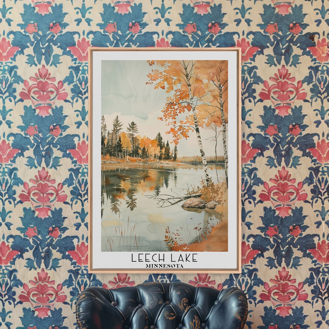 Leech Lake Minnesota Travel Poster Framed Canvas Print, Beautiful ...