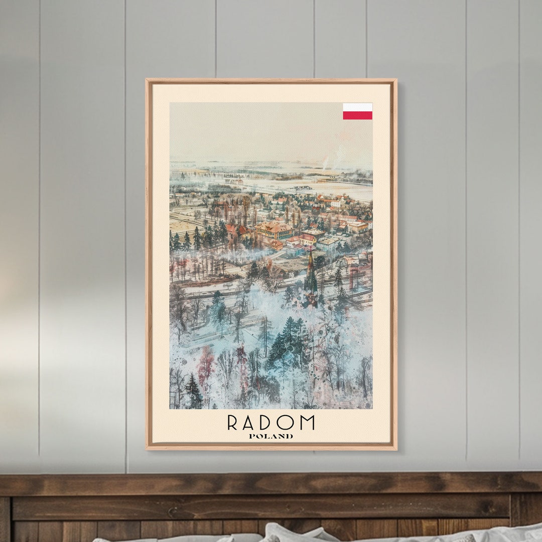 Radom Poland Travel Poster Framed Canvas Print, Watercolor Painting ...