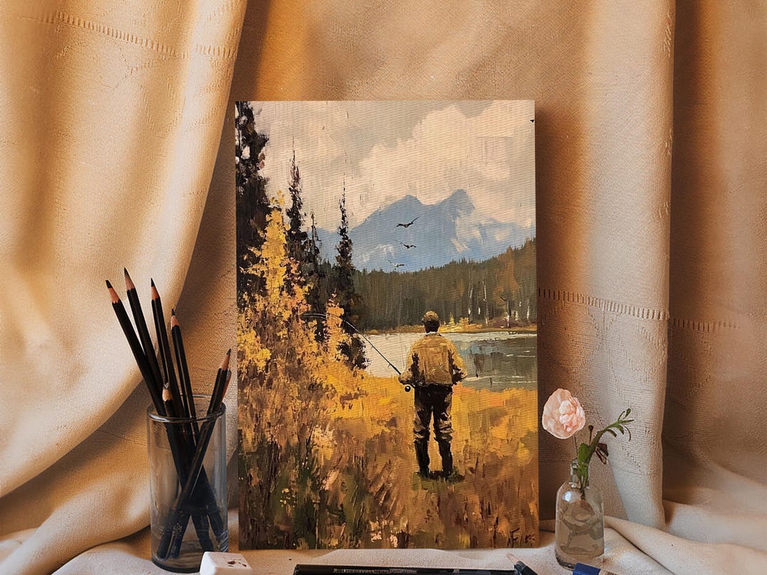 Trout Fly Fishing Wall Art Home Decor, Fly Fishing Painting Canas Print ...