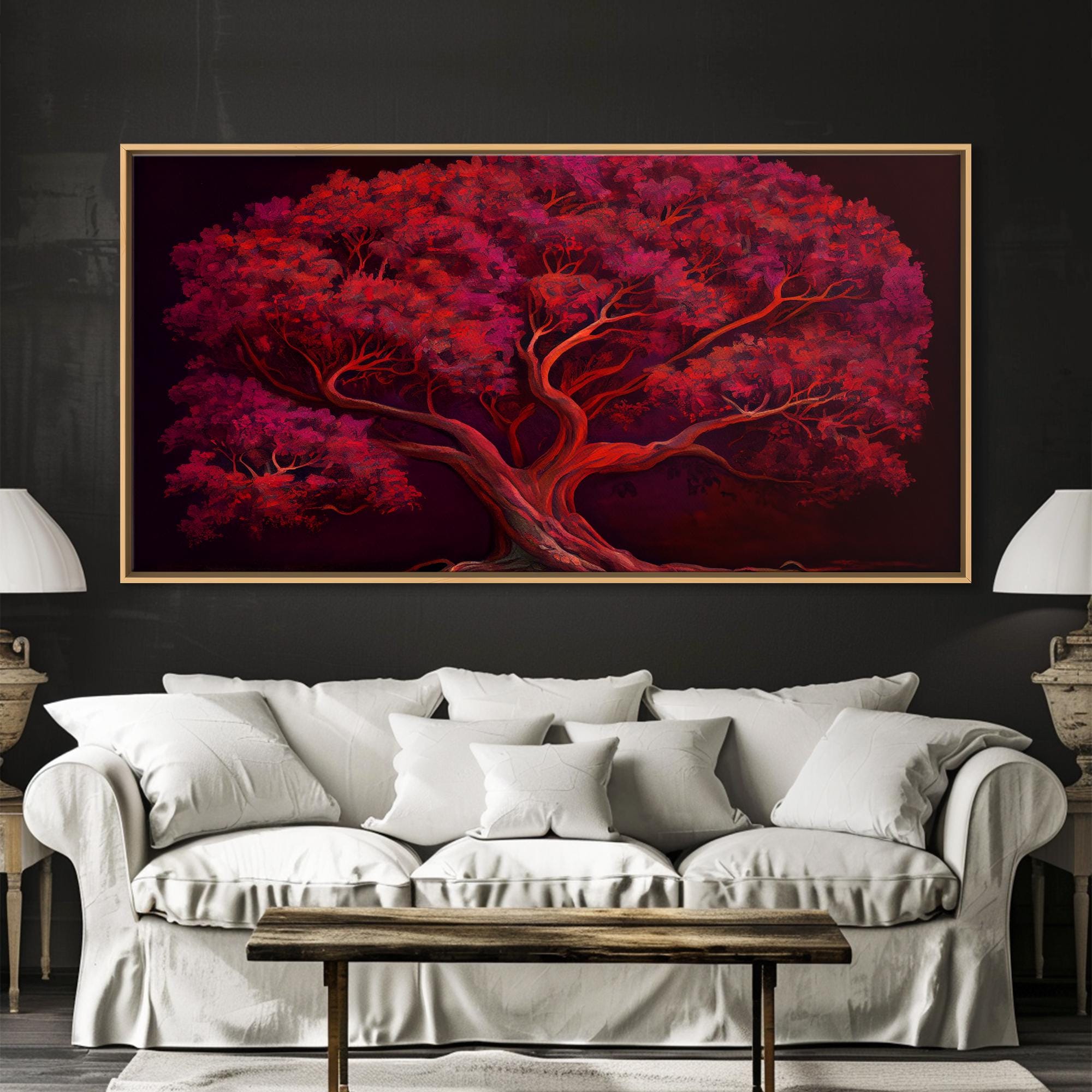 Blood Red Tree, Fantasy Horror Art, Framed Canvas Print - Etsy