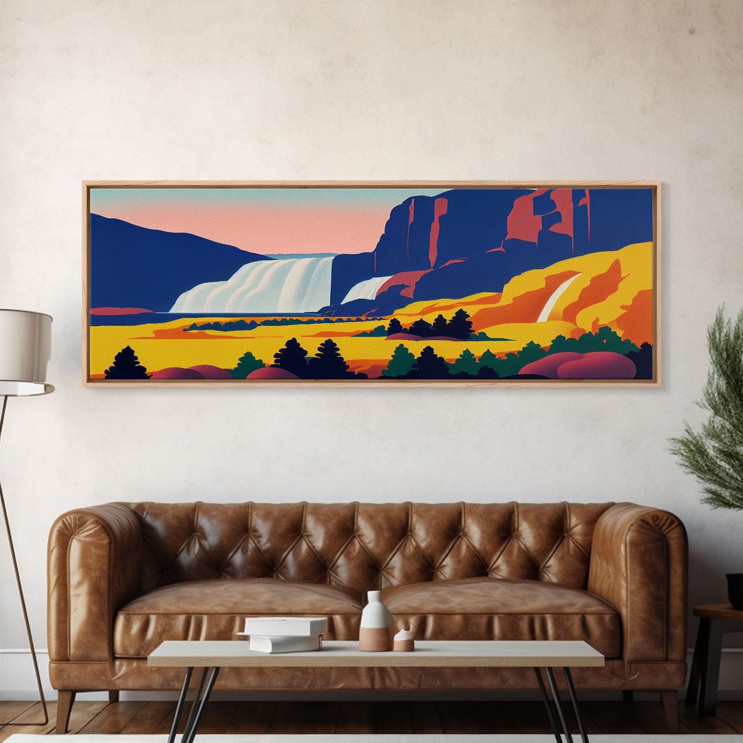 Psychedelic Secret Waterfall, Trippy Abstract Art, Framed Canvas Print ...