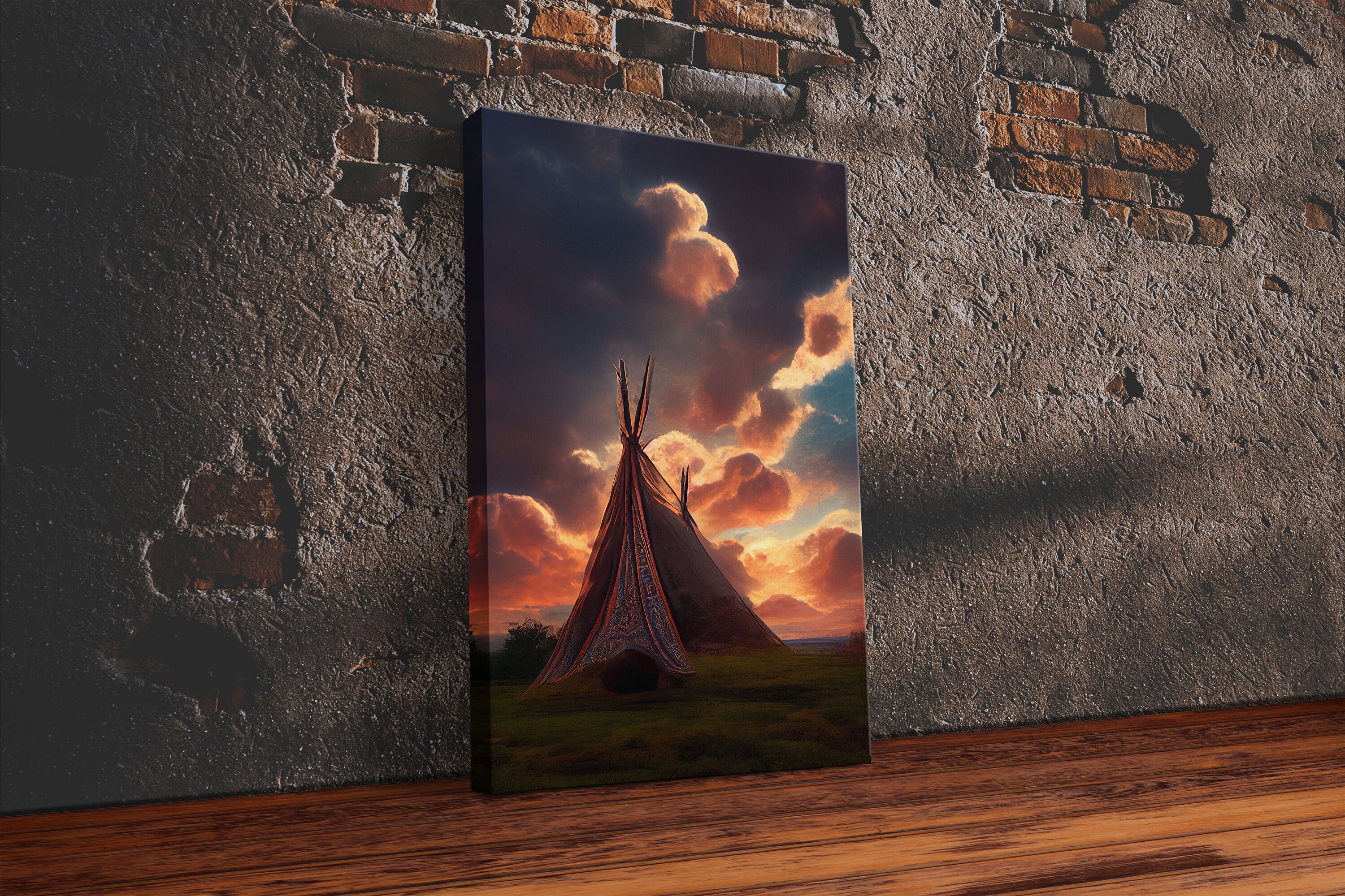 Native American Tipi Wall Art Canvas Print Early American - Etsy