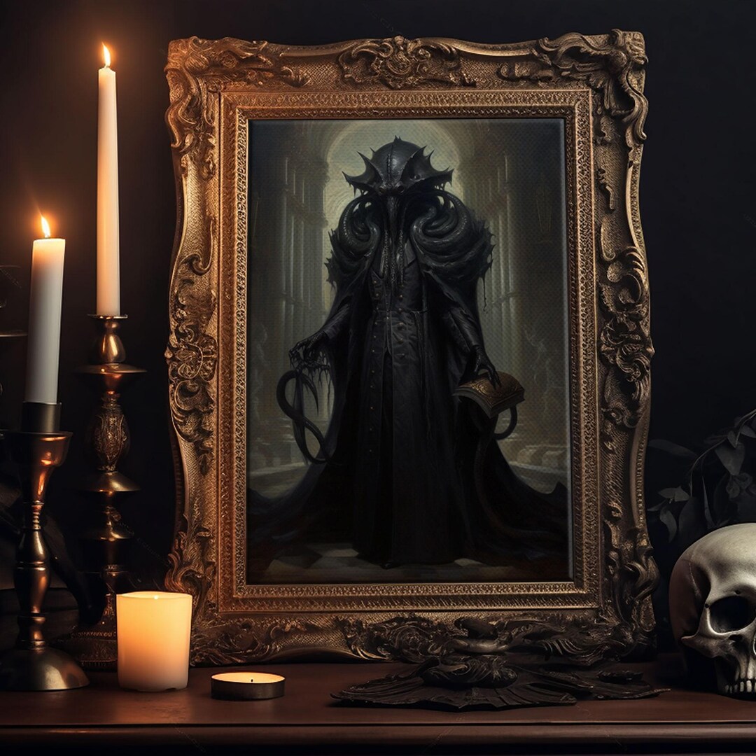 Victorian Portrait of Cthulhu, Gothic Art, Framed Canvas Print ...