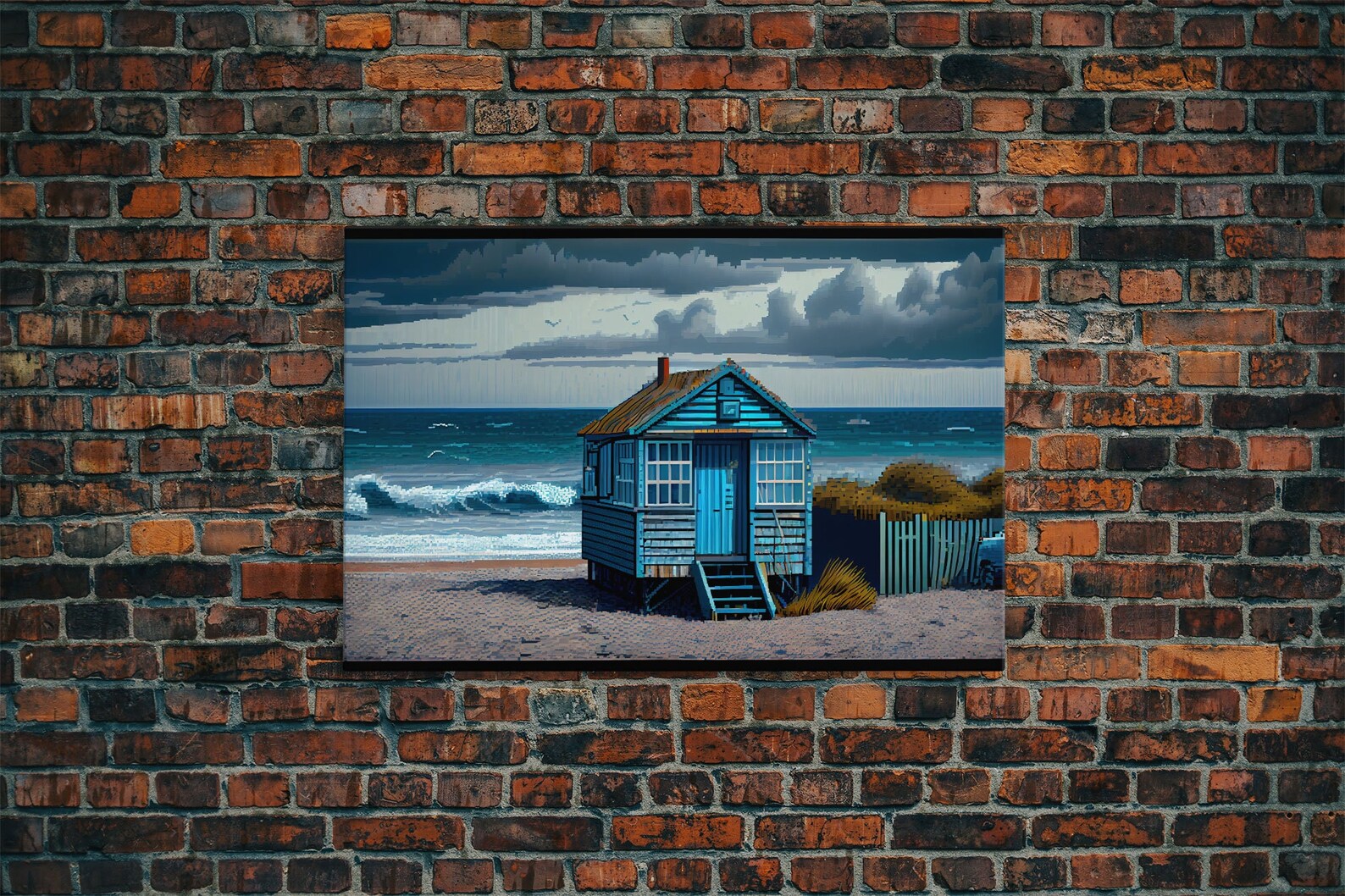 Sea Side Shack Pixel Art New England Style Beach Art Framed - Etsy