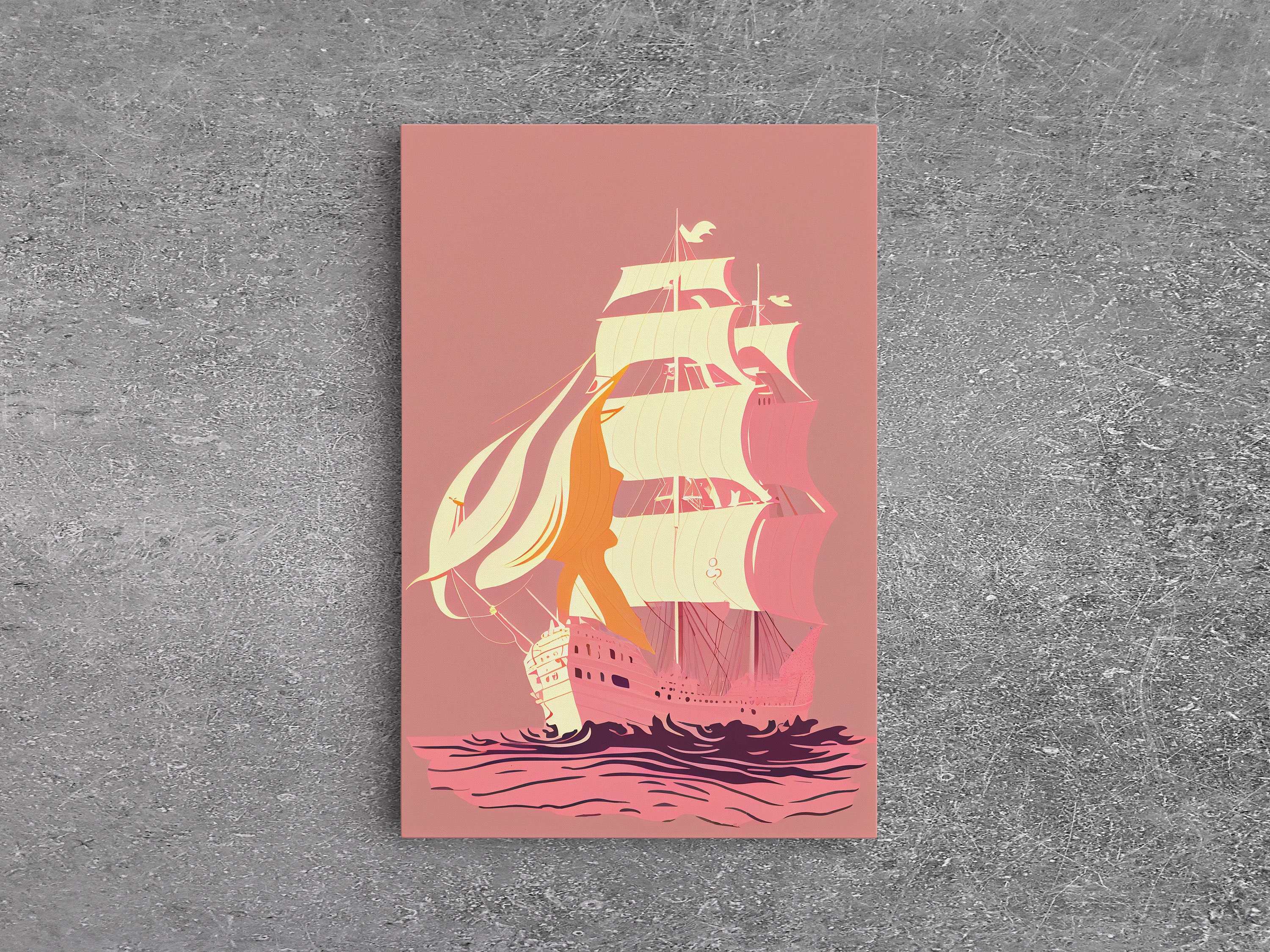 Pastel Pirate Ship Pink Boat Vaporwave Pirate Ship Framed - Etsy