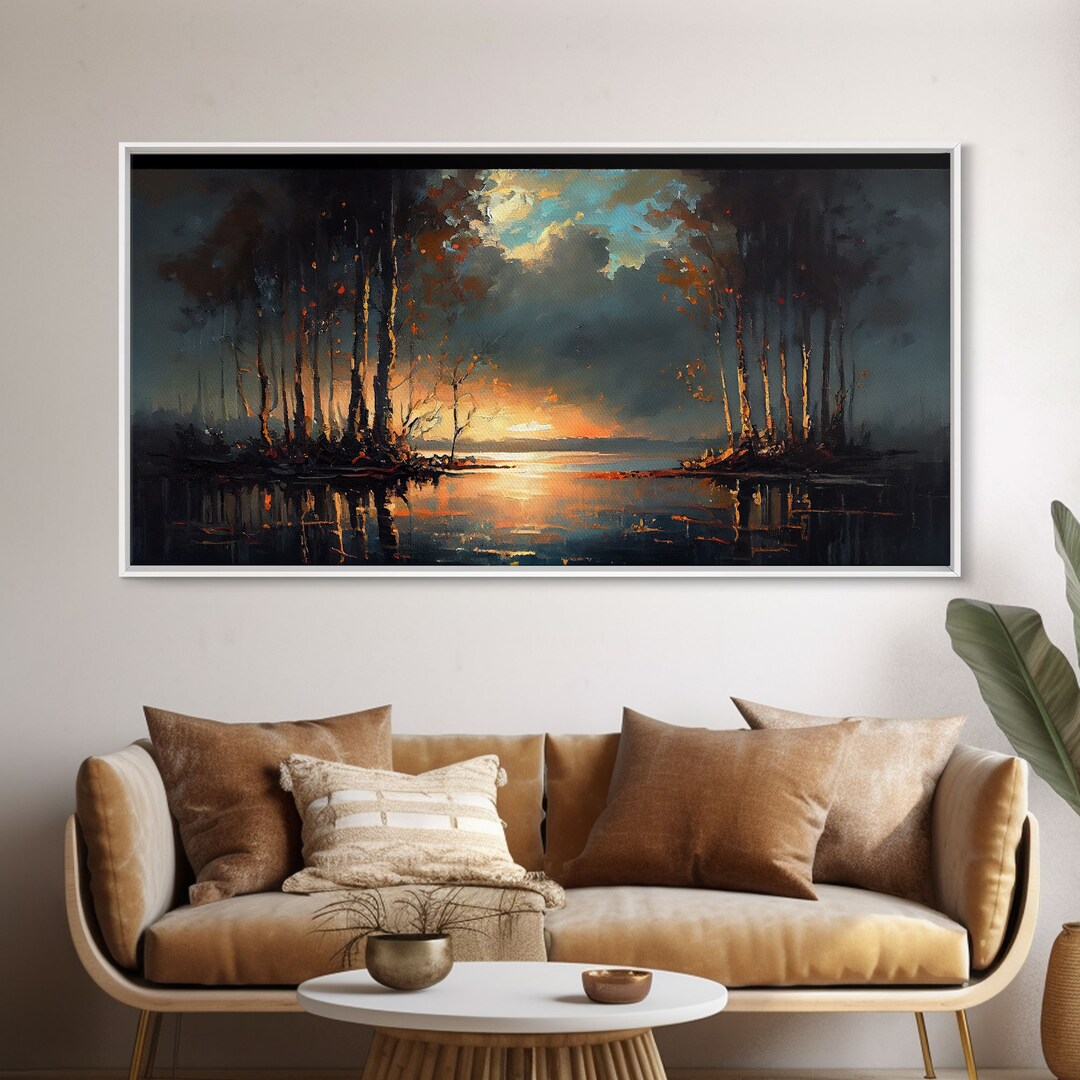 Moody Landscape Painting, Canvas Print, Framed Wall Art, Wall Decor ...