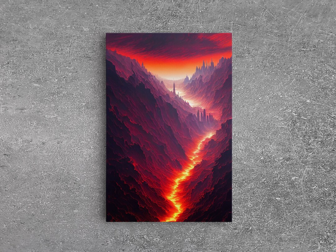 Lava Flow, Depths of Hades Art, Framed Canvas Print, Ready to Hang ...