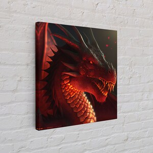 Portrait of an Evil Ruby Red Dragon, Fantasy Art, Framed Canvas Print ...