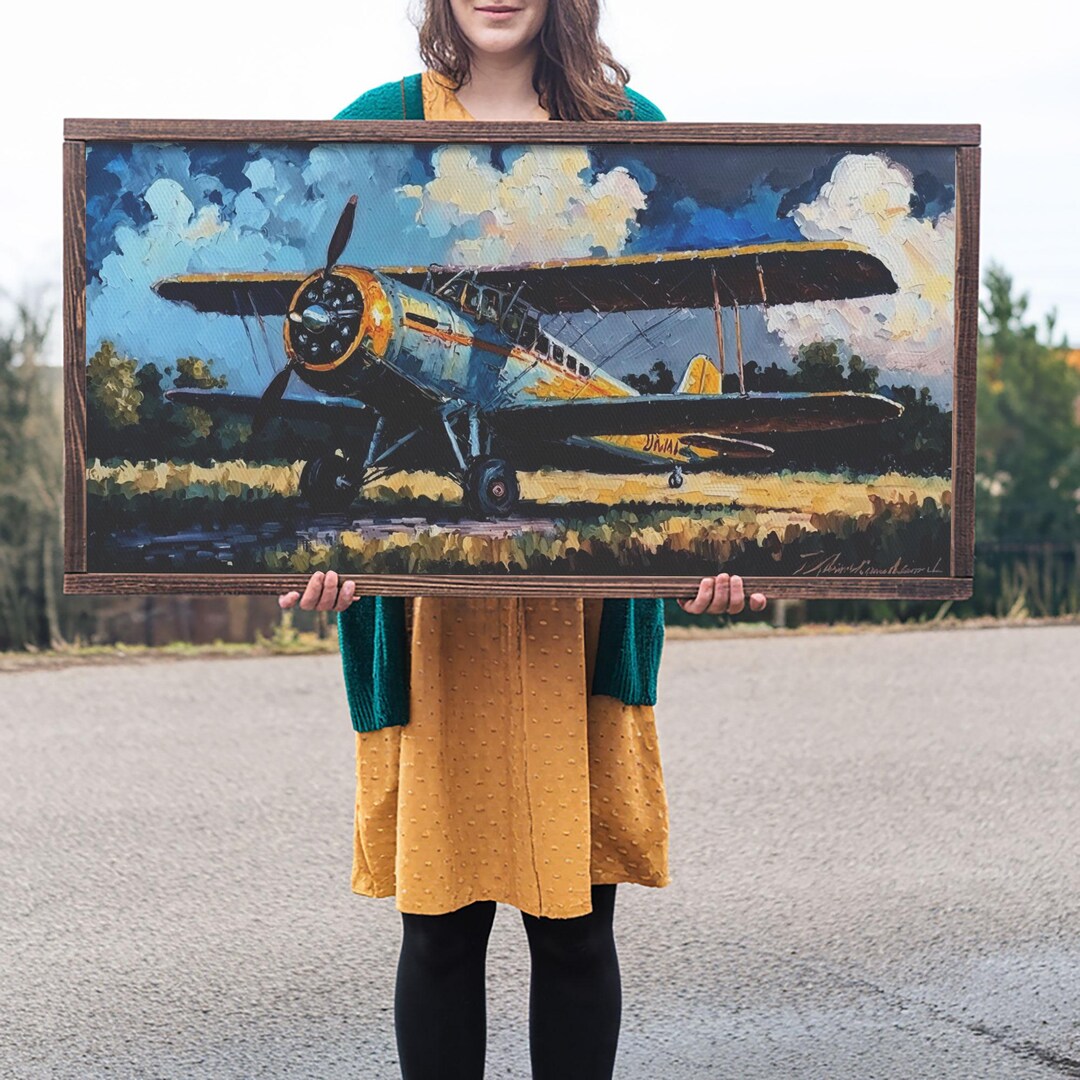 Aeroplane Art, Antique Airplane Painting Canvas Print, Framed Canvas ...