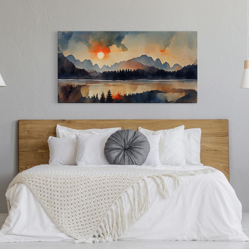 Watercolor Forest Fire Canvas Print Landscape Art Cool - Etsy