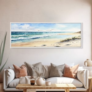 Beautiful Watercolor Panoramic Beach Landscape Canvas Print | Perfect ...