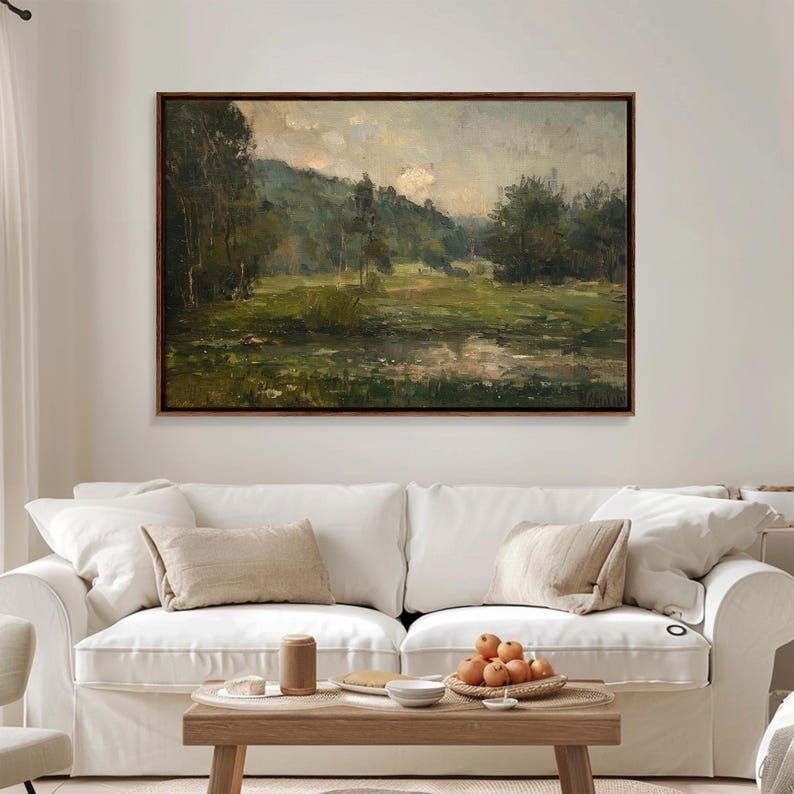 Slightly Scorched Vintage Farmhouse / Countryside Landscape Art Print ...