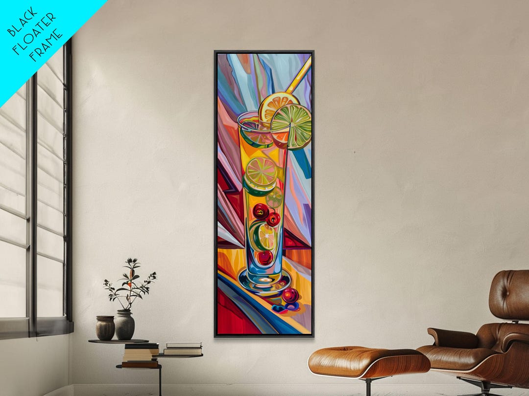 Martini Cocktail Framed Canvas Art, Canvas Bar Art, Tall and Narrow ...