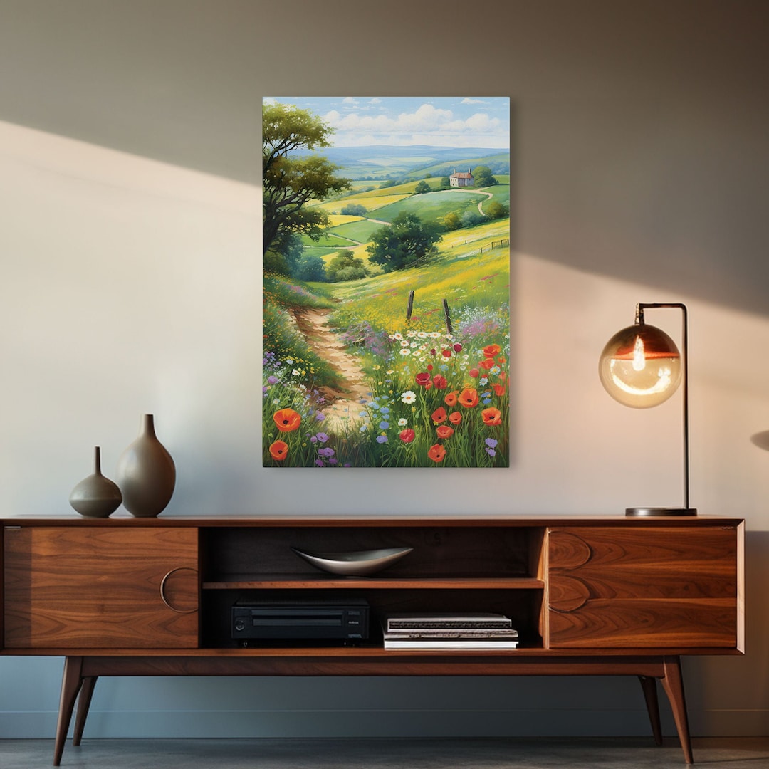 Countryside Wall Art, Wildflowers Wall Art, Meadow Wall Print, Canvas ...