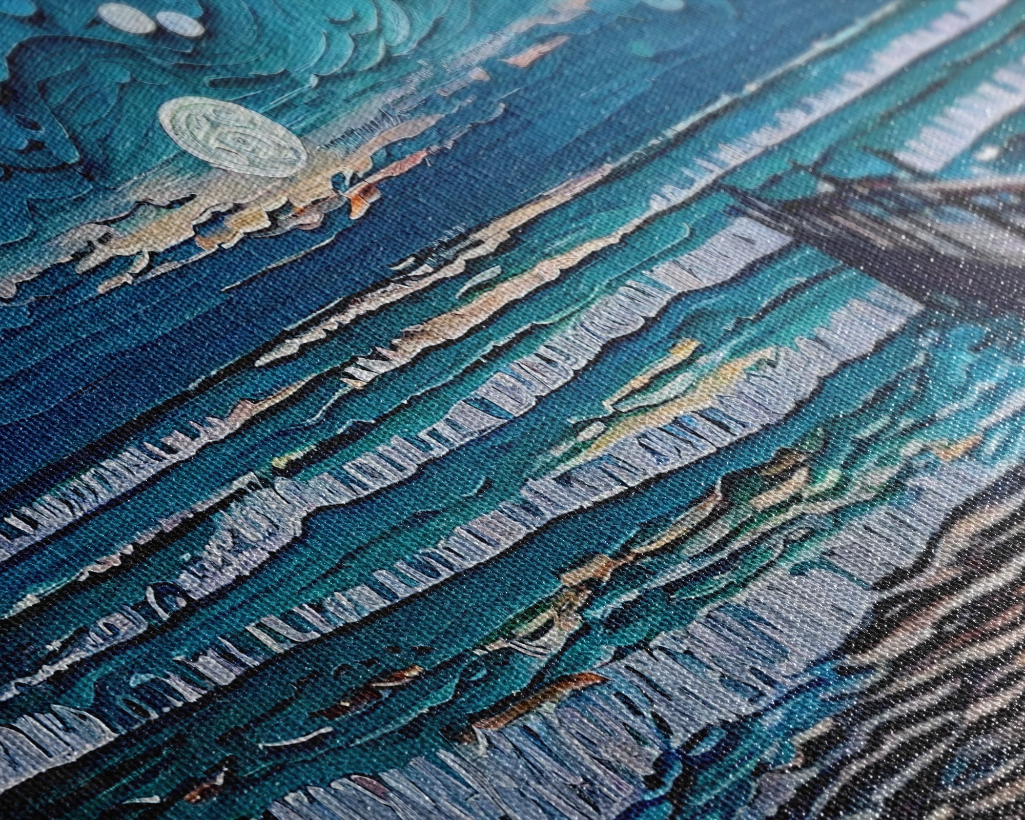 Full Moon Over Beach & Ocean Waves Framed Canvas Print - Etsy