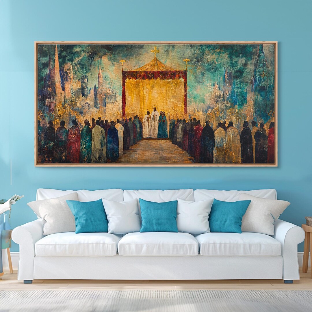 Corpus Christi Eucharistic Procession Scene - Art Deco Framed Canvas ...