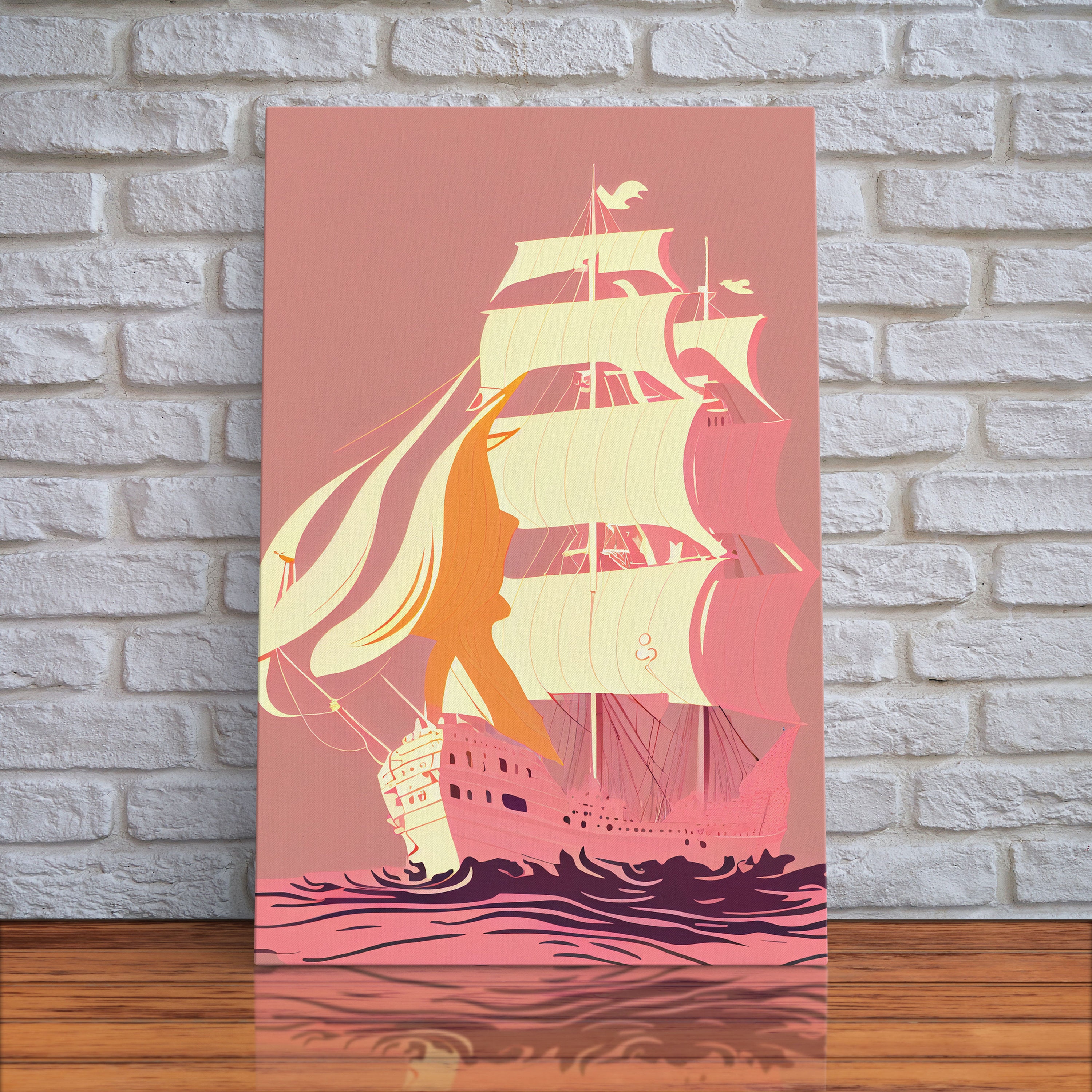 Pastel Pirate Ship Pink Boat Vaporwave Pirate Ship Framed - Etsy