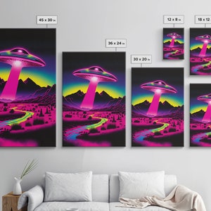 Psychedelic UFO Art, the Abduction, Retro 80s Style Scifi Art, Framed ...