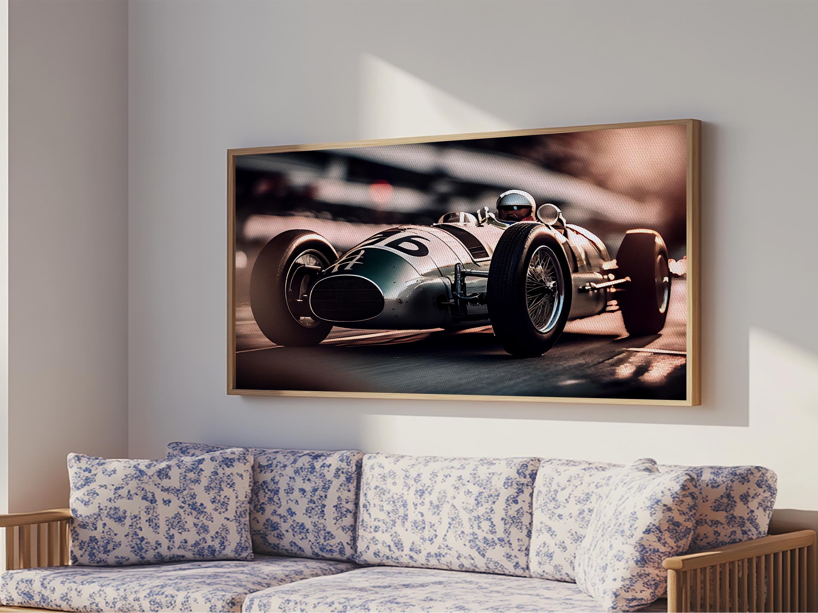 Vintage Race Car Art, Racing Art, Framed Canvas Print, Old Style F1 - Etsy