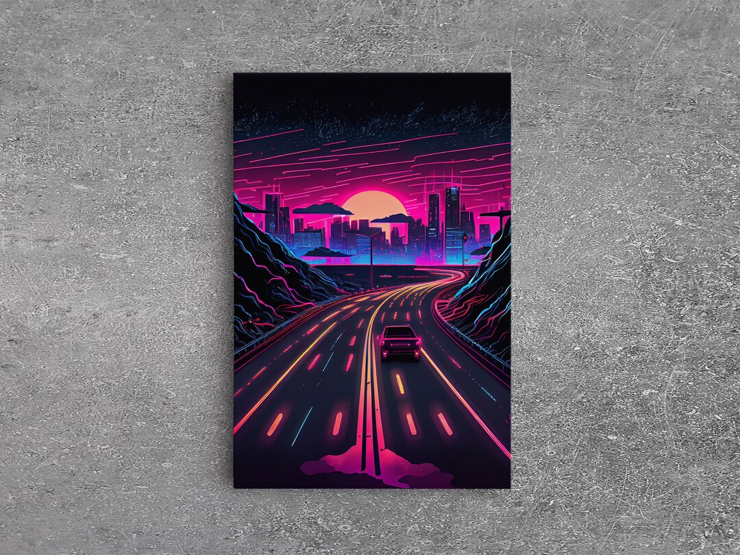 The Drive, Retrowave Outrun Style City Skyline Sunset, 80s Vibes ...