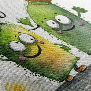 Goofy Pickle Art, Cute Pickle Cartoon Wall Art, Framed Canvas Print ...