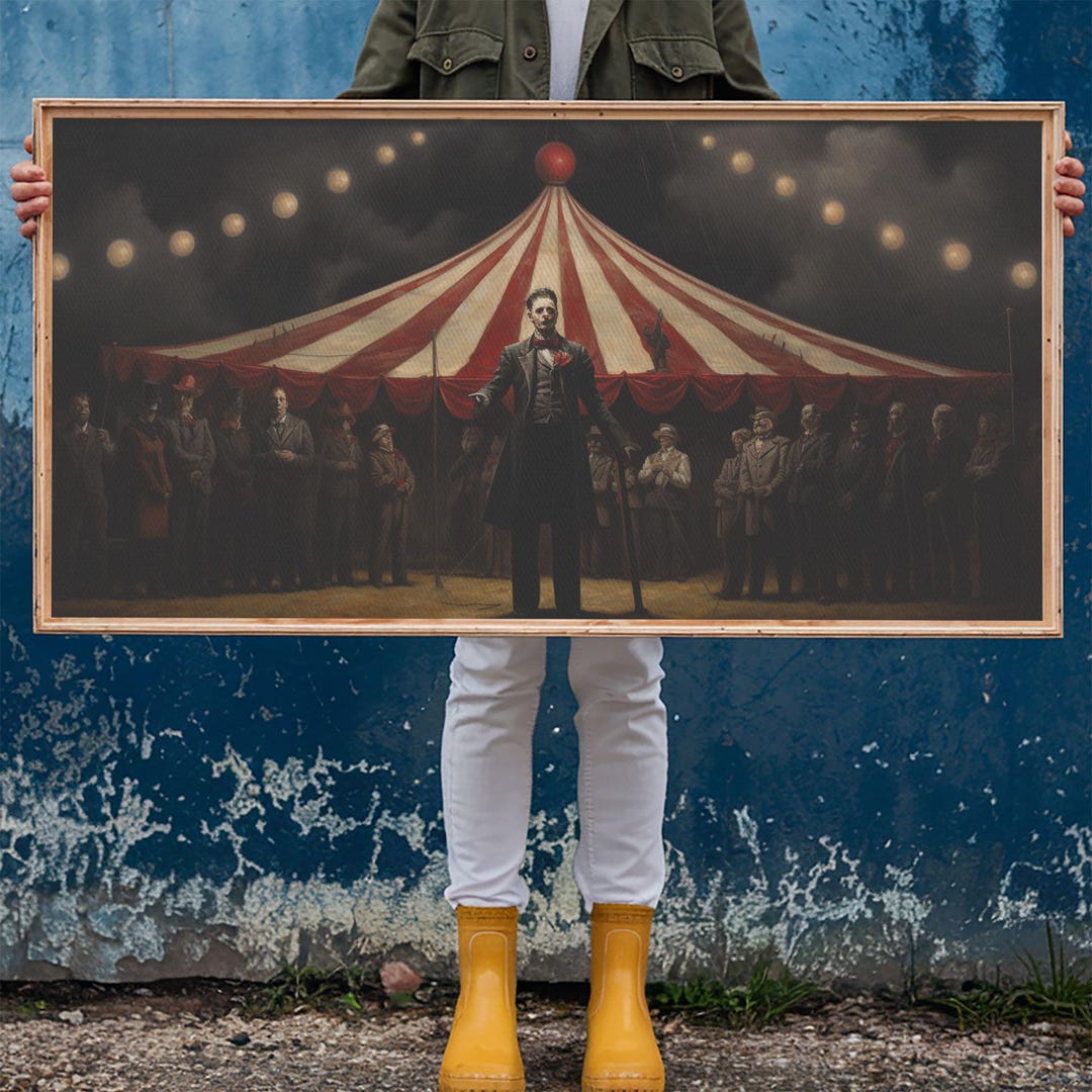 The Cursed Circus, Unique Halloween Art, Framed Canvas Print, Halloween ...