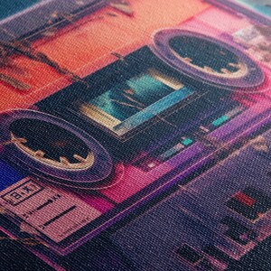 Vaporwave Cassette Tape Wall Art, Framed Canvas Print, 1980s Inspired ...
