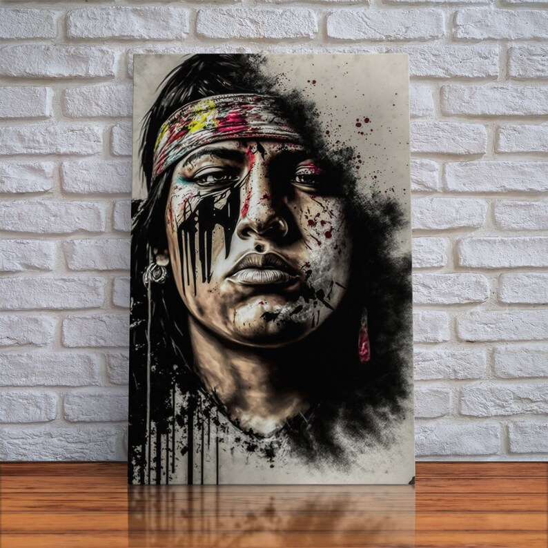 Brutal Graffiti Art Native American Warriors Portrait Framed - Etsy