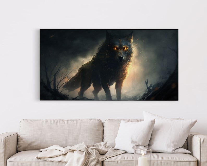 The Great Wolf Fenrir Framed Canvas Print Norse Mythology - Etsy