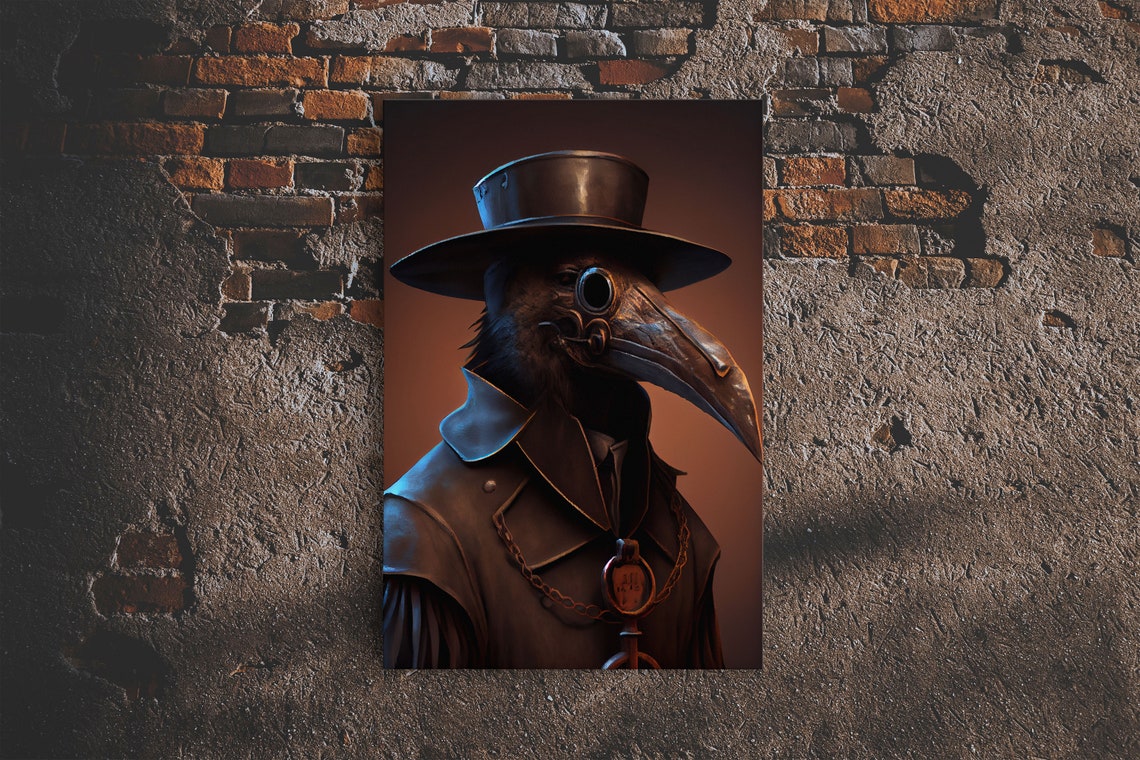 Plague Doctor Raven Black Plague Art Framed Canvas Print - Etsy