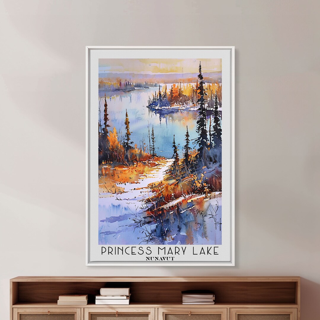 Princess Mary Lake Nunavut Travel Poster Framed Canvas Print, Landscape ...