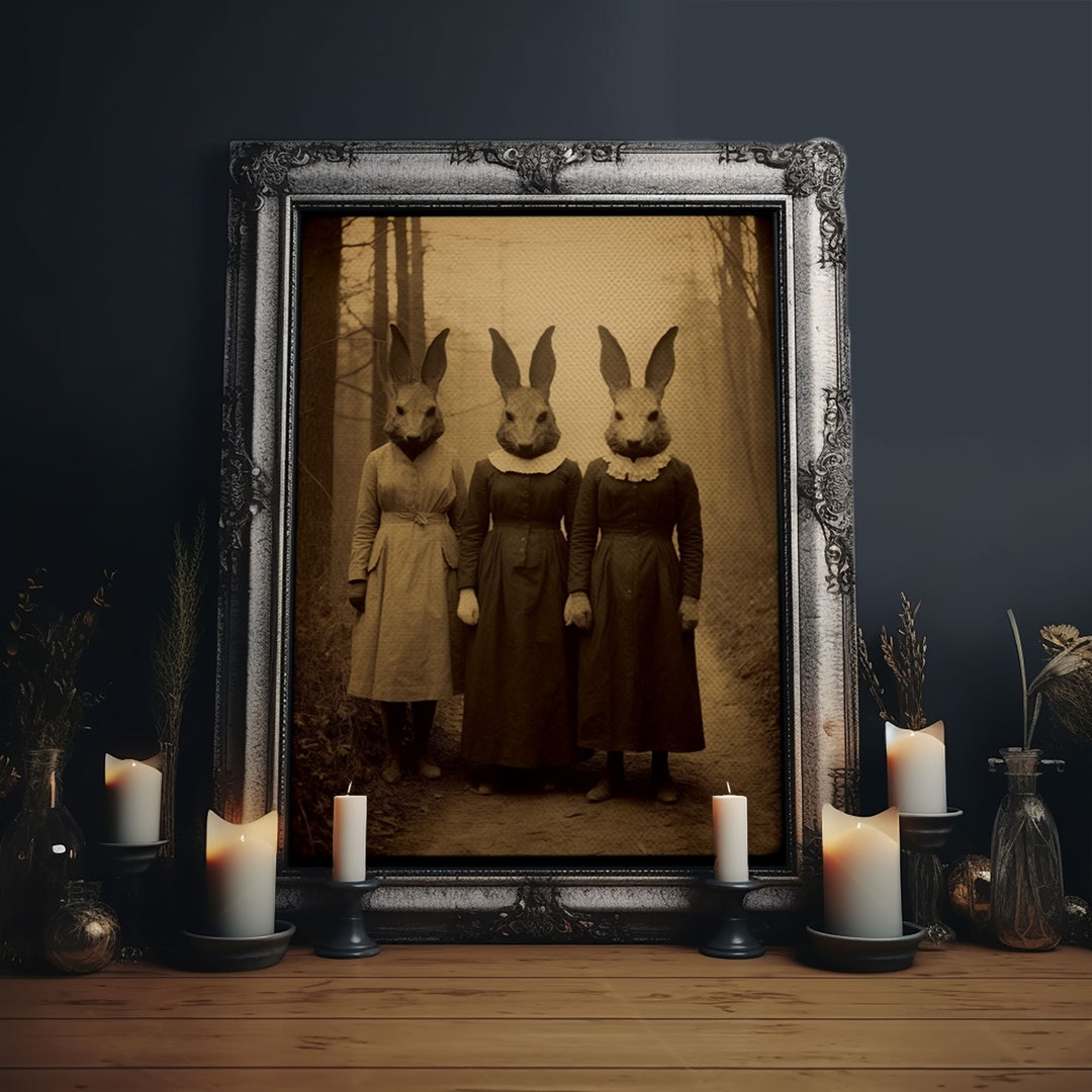 Cult of the Bunny, Vintage Photography, Art Canvas Print / Canvas, Dark ...
