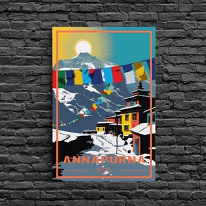 Nepal Poster, Annapurna Wall Art, Asian Art Print, Travel Wall Print ...