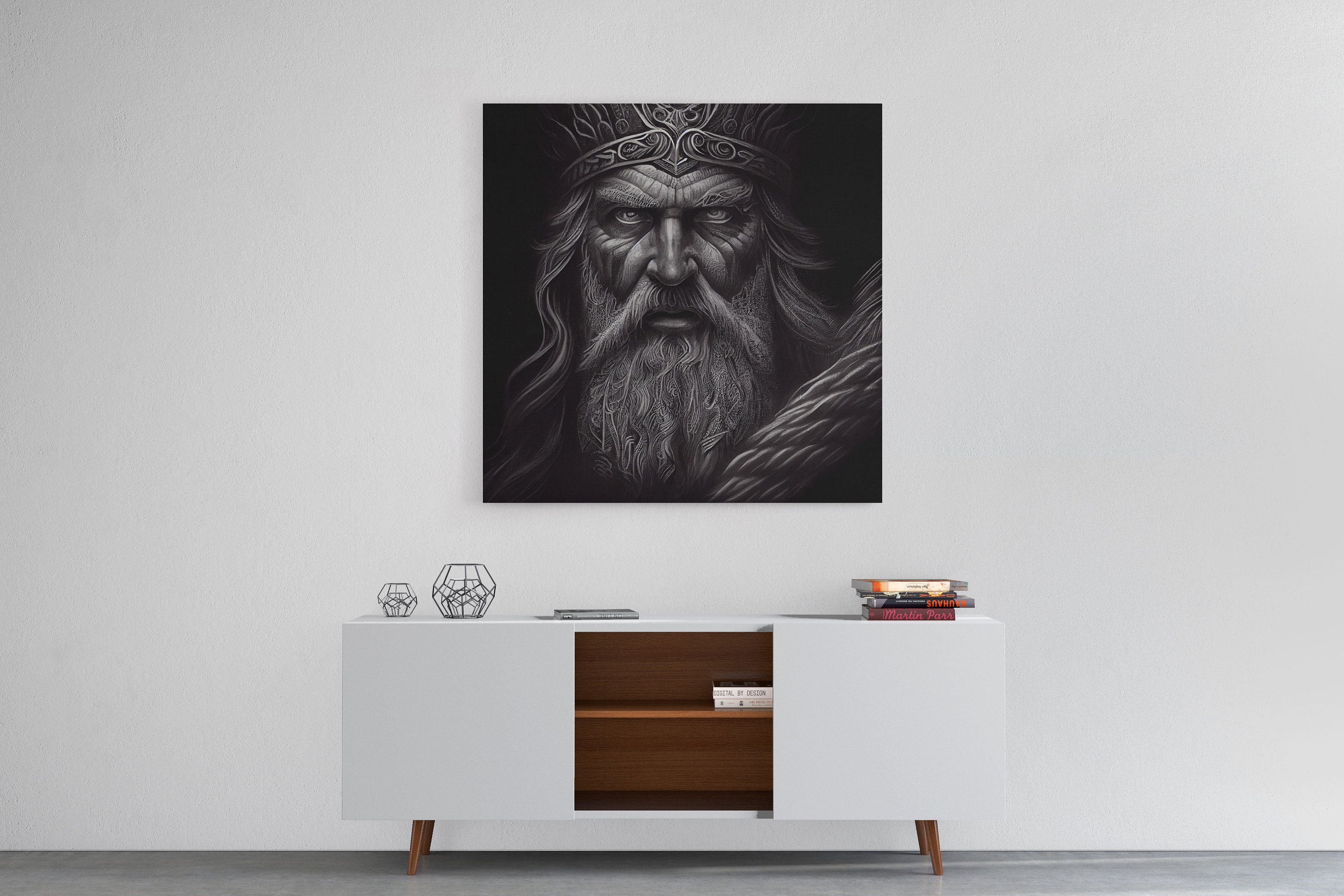 Portrait of Odin Norse Mythology Viking Art Framed Canvas - Etsy