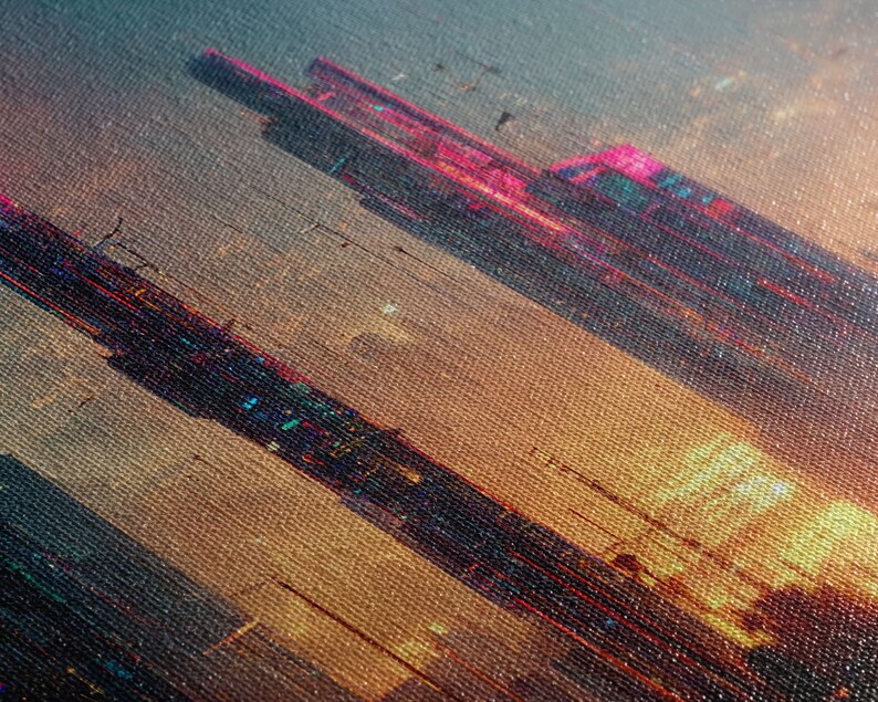 Cyberpunk City Canvas Video Game Concept Art Living Room - Etsy