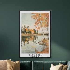 Leech Lake Minnesota Travel Poster Framed Canvas Print, Beautiful ...
